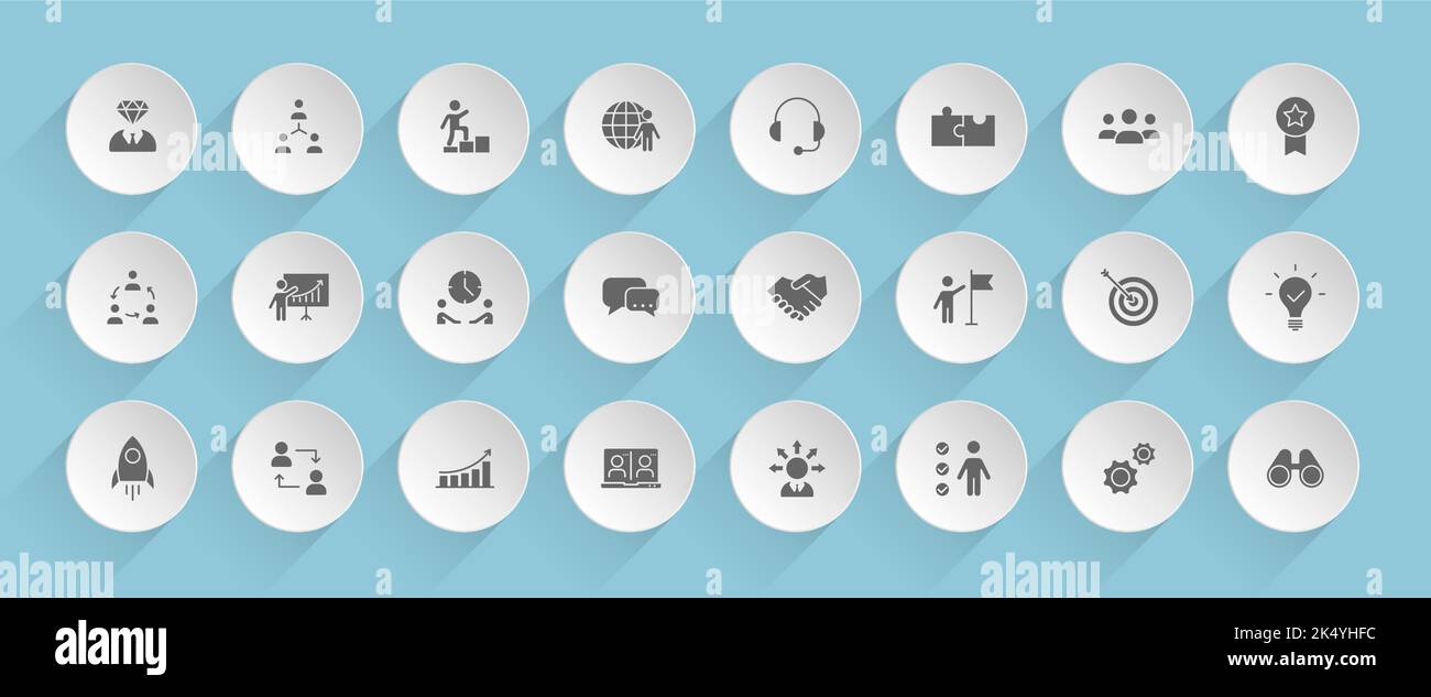teamwork vector icons on round puffy paper circles Stock Vector Image ...