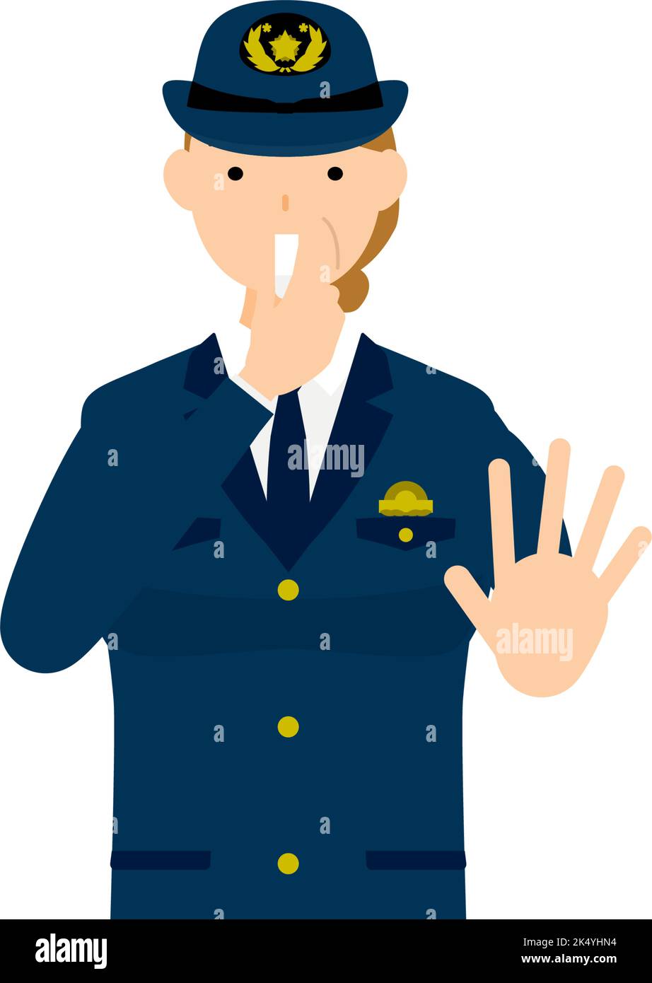 Senior female police officer posing, Blowing a whistle to stop Stock ...
