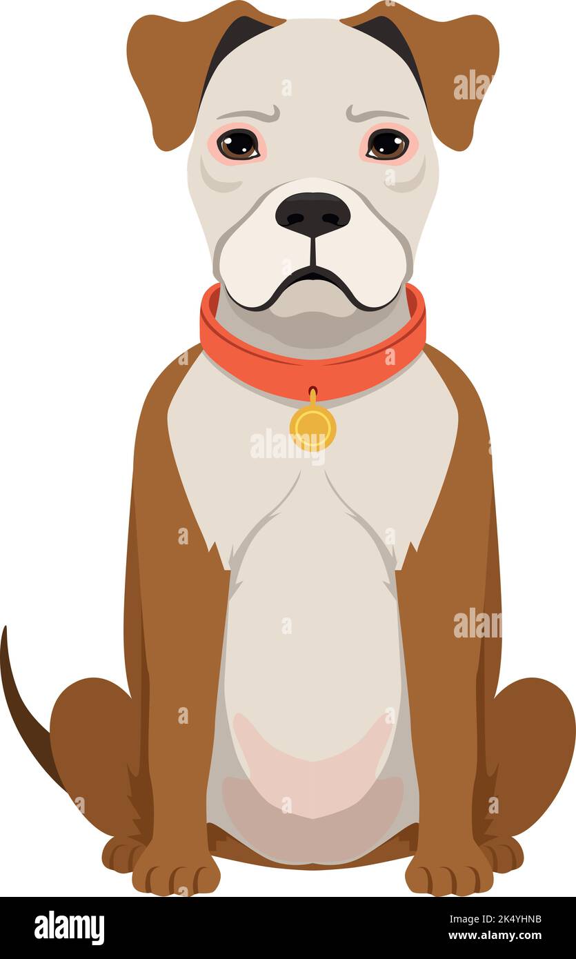 English bulldog breed icon. Sitting dog character Stock Vector Image ...