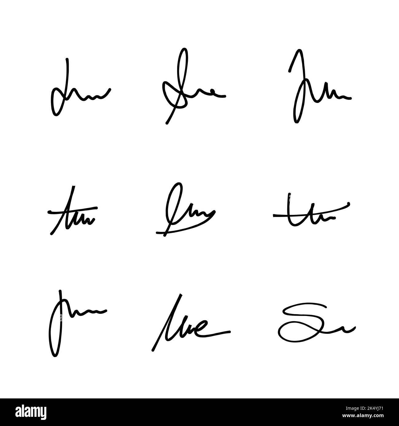 Business signature set vector collection. Handwritten scribbled ... Business signature set vector collection. Handwritten scribbled ...