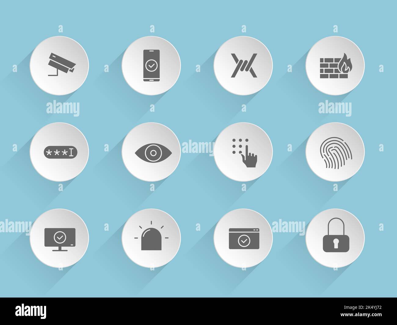 security vector icons on round puffy paper circles Stock Vector Image ...