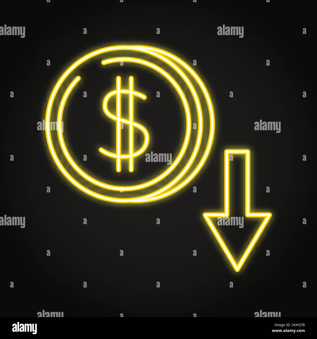 Cost Reduction Neon Icon In Line Style Price Minimization Symbol