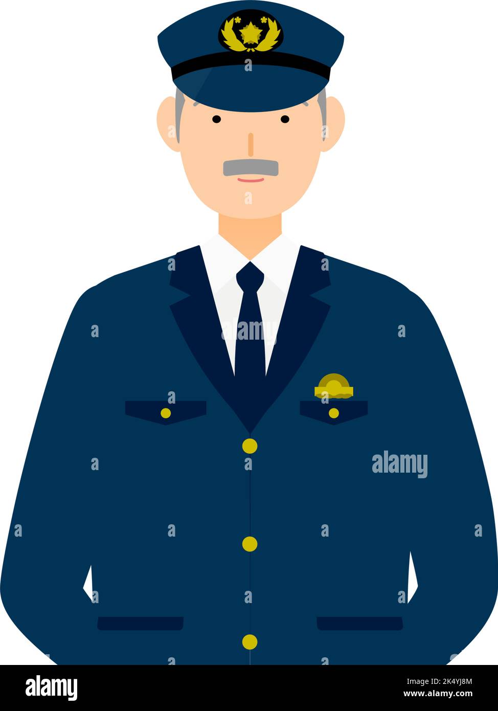 Senior male police officer posing, Standing with hands behind back ...