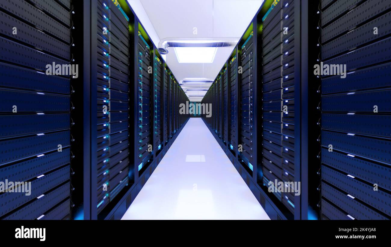A 3d Render Of Cloud Data Server Panels In A Server Room Of A Data