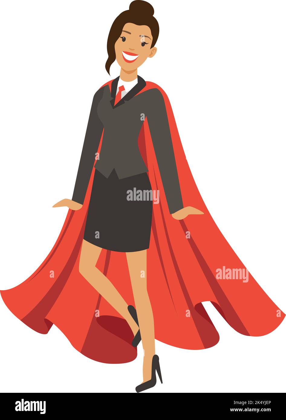 Woman in red cape. Businesswoman with super powers. Female hero Stock ...