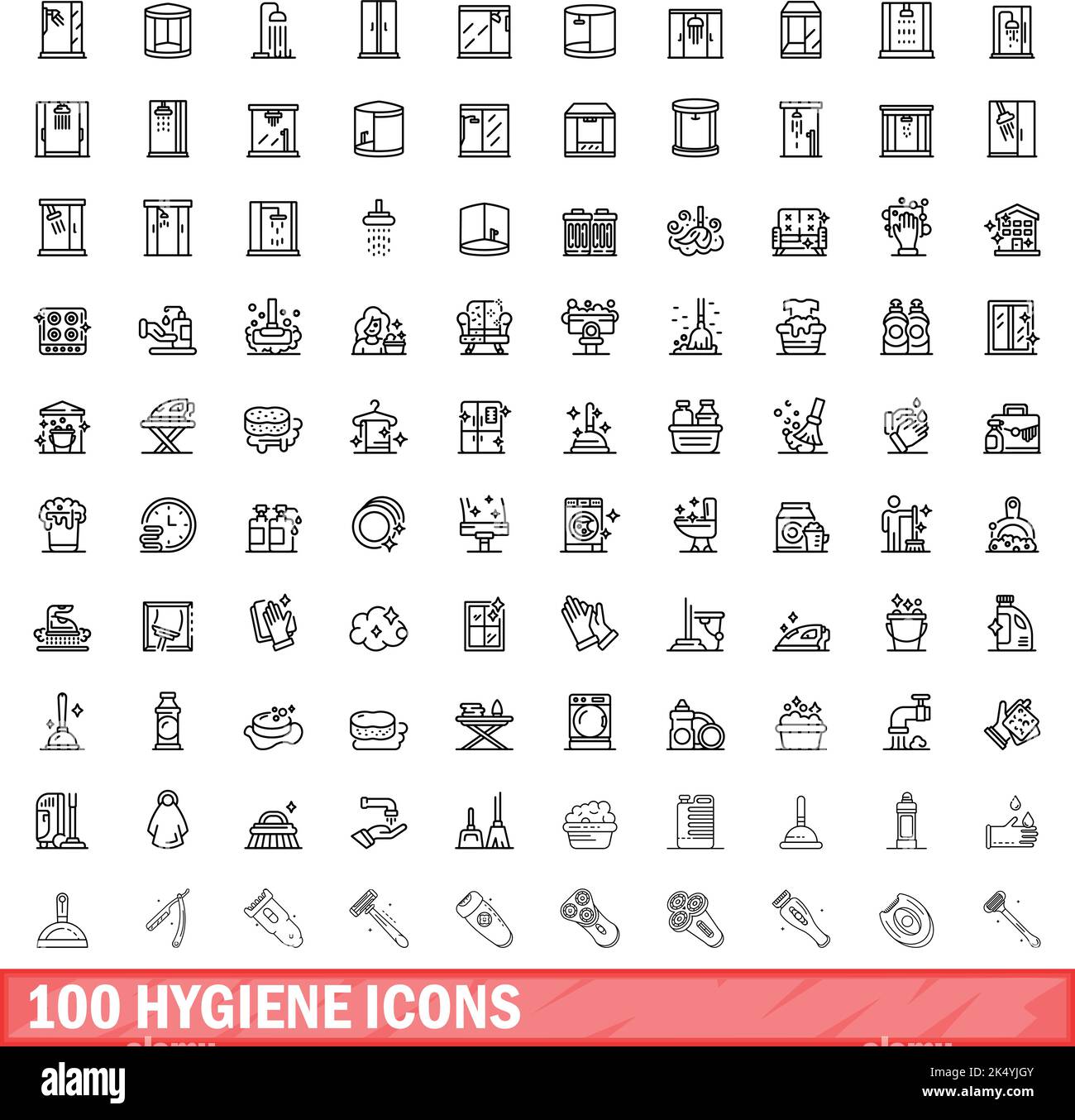 100 hygiene icons set. Outline illustration of 100 hygiene icons vector ...