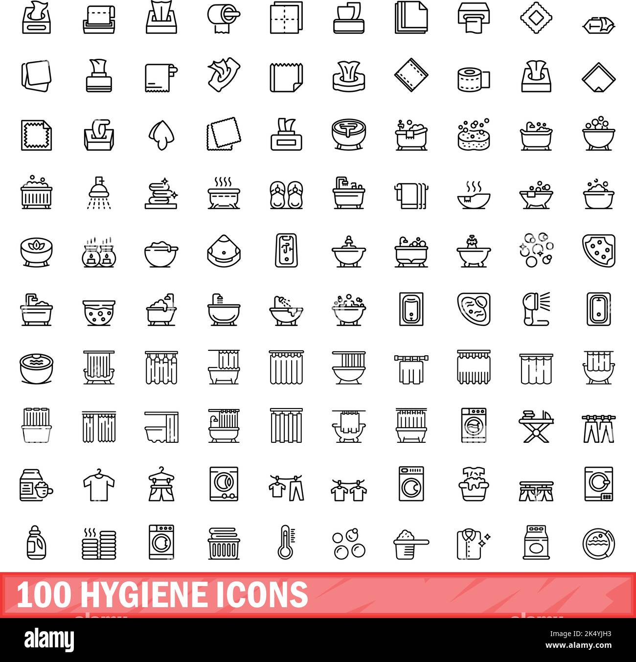 100 hygiene icons set. Outline illustration of 100 hygiene icons vector ...