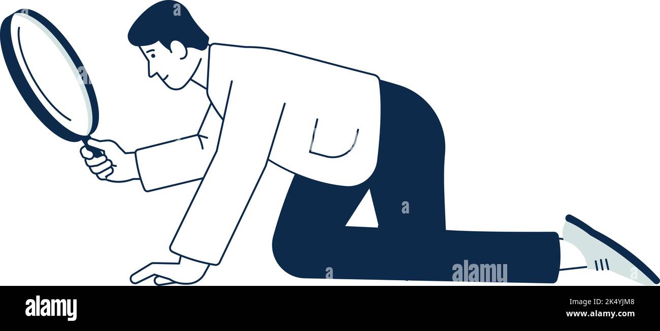 Research icon. Man looking in magnifying glass. Business search Stock ...