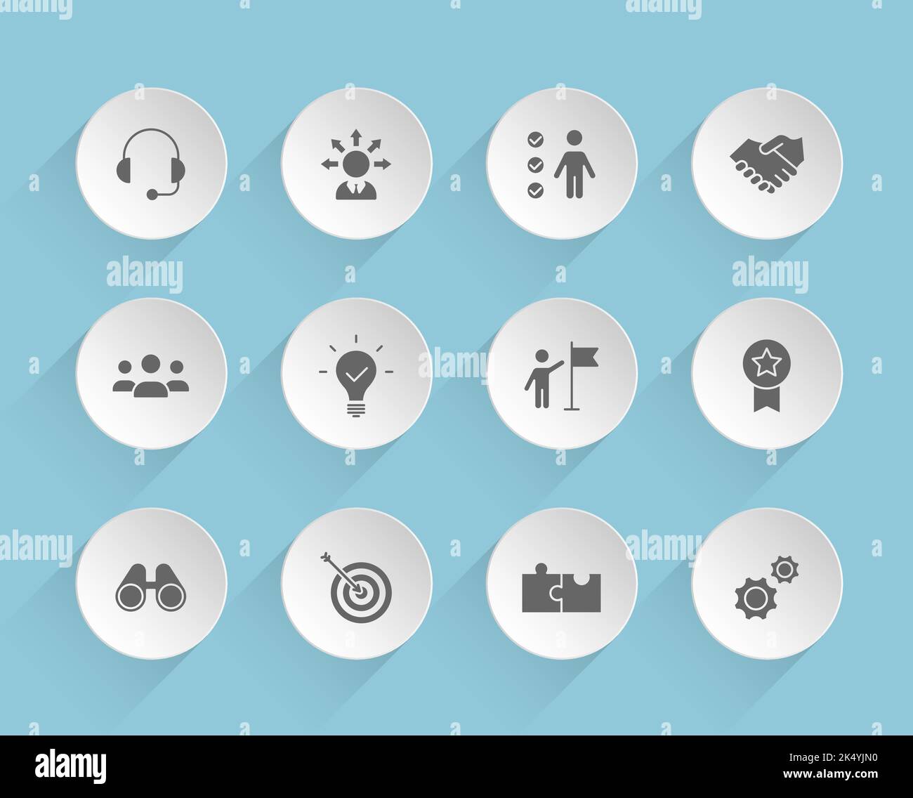 teamwork vector icons on round puffy paper circles Stock Vector Image ...