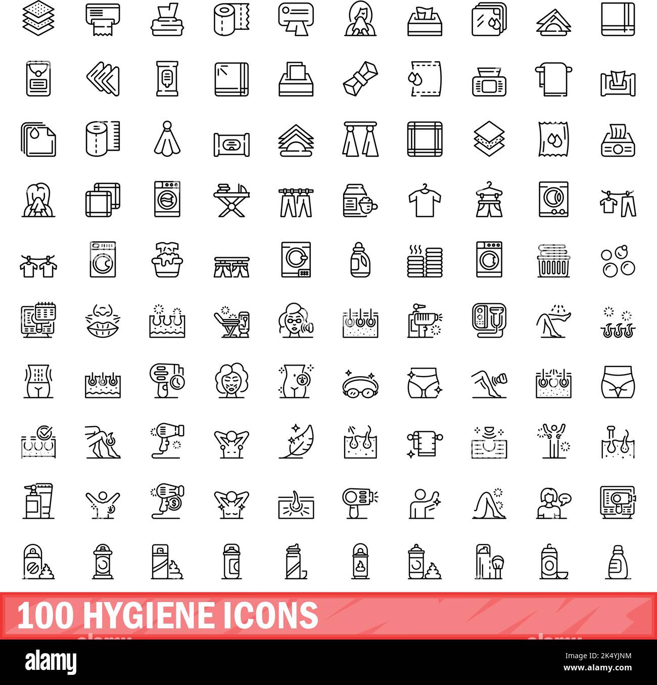 100 hygiene icons set. Outline illustration of 100 hygiene icons vector ...