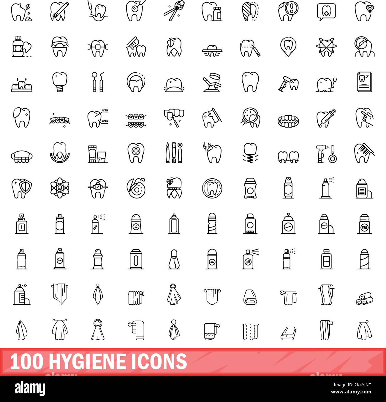 100 hygiene icons set. Outline illustration of 100 hygiene icons vector ...