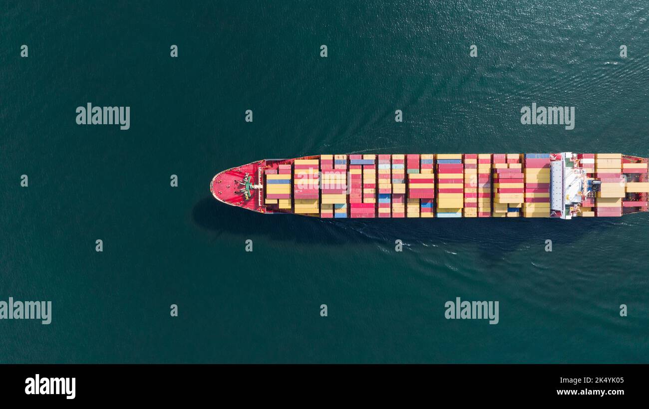 Cargo container Ship, cargo maritime ship with contrail in the ocean ...