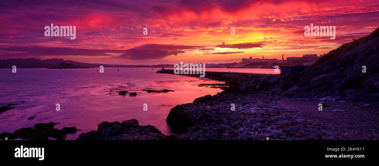 Plymouth, UK - July 24, 2022: Sunset over Plymouth Hoe and Sound, Devon ...
