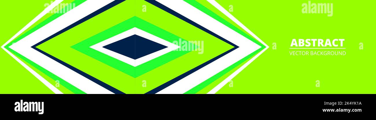 Light green abstract wide horizontal banner with geometric rhombus ...