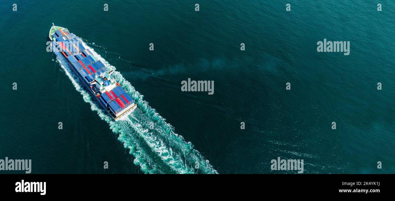 Cargo container Ship, cargo maritime ship with contrail in the ocean ...