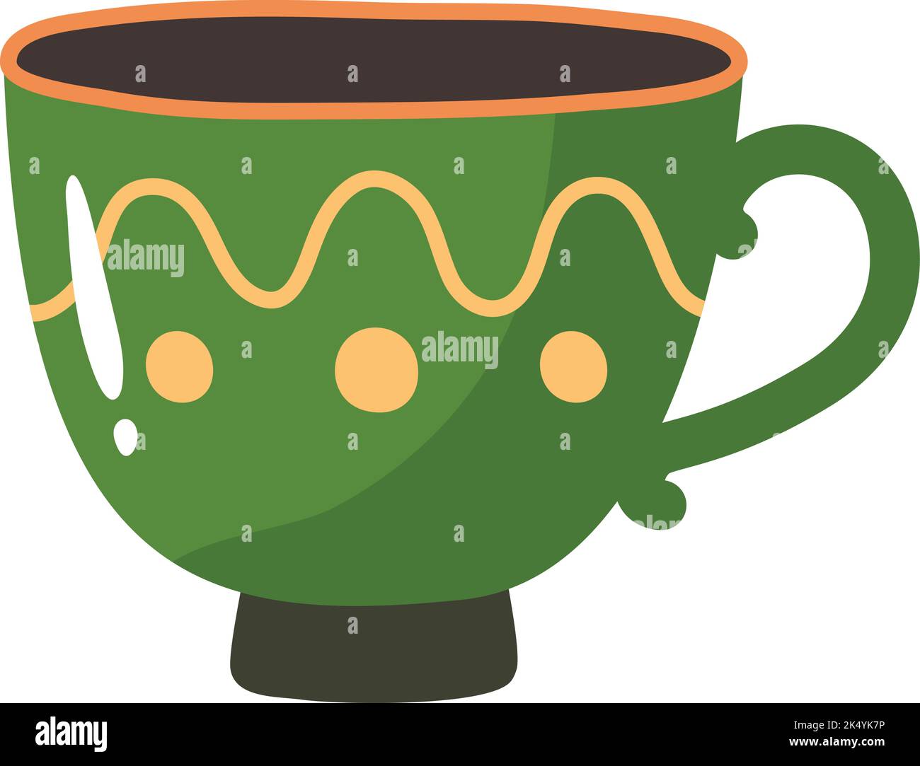 Ceramic cup cartoon icon. Green patterned mug Stock Vector Image & Art ...
