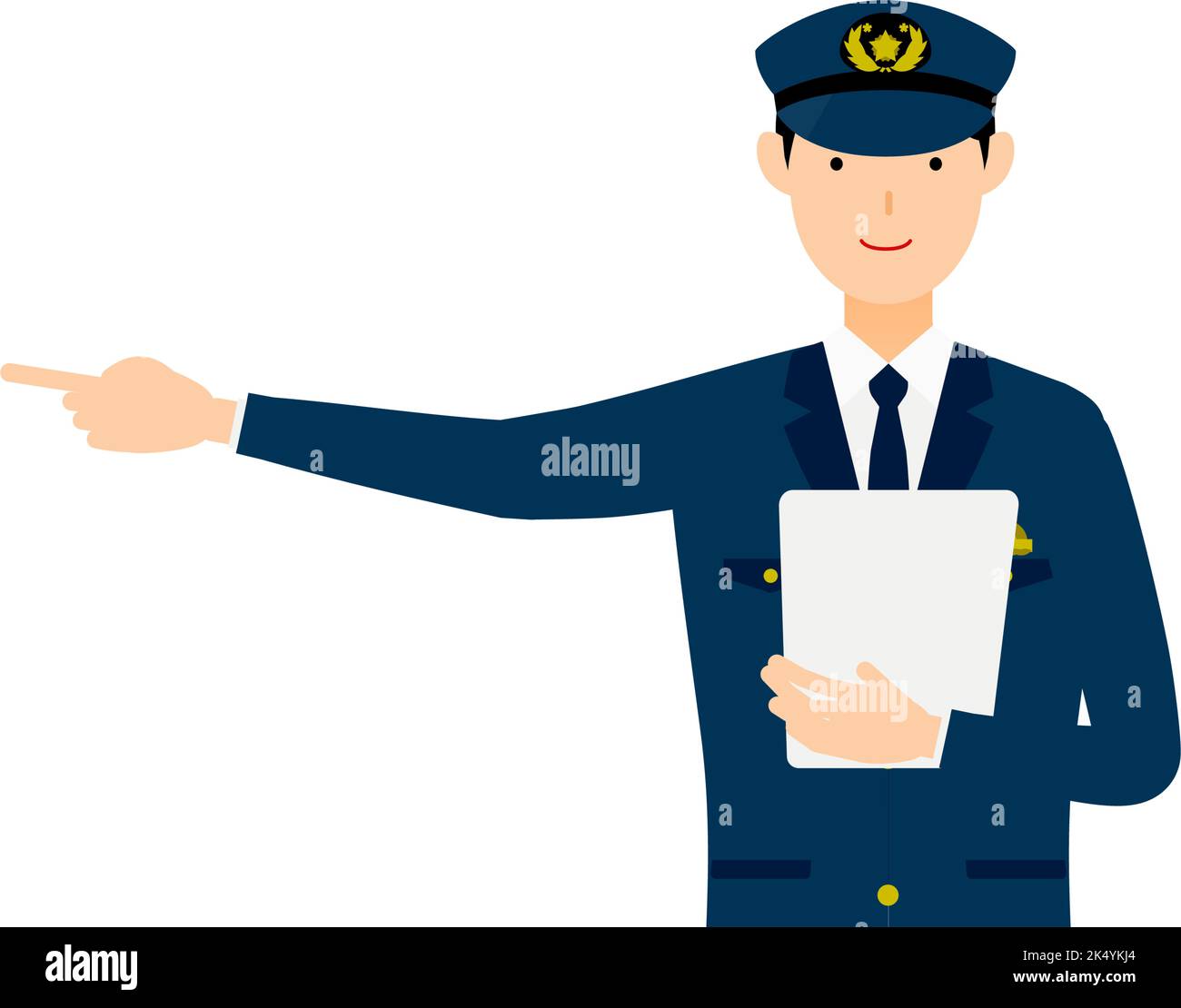 Young male police officer posing, Pointing with a clipboard Stock ...