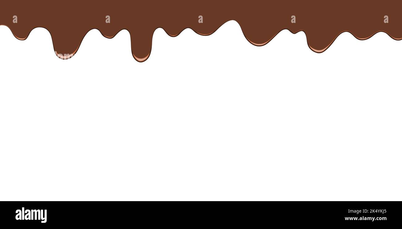 Chocolate drip border. Melted chocolate glaze vector food illustration ...