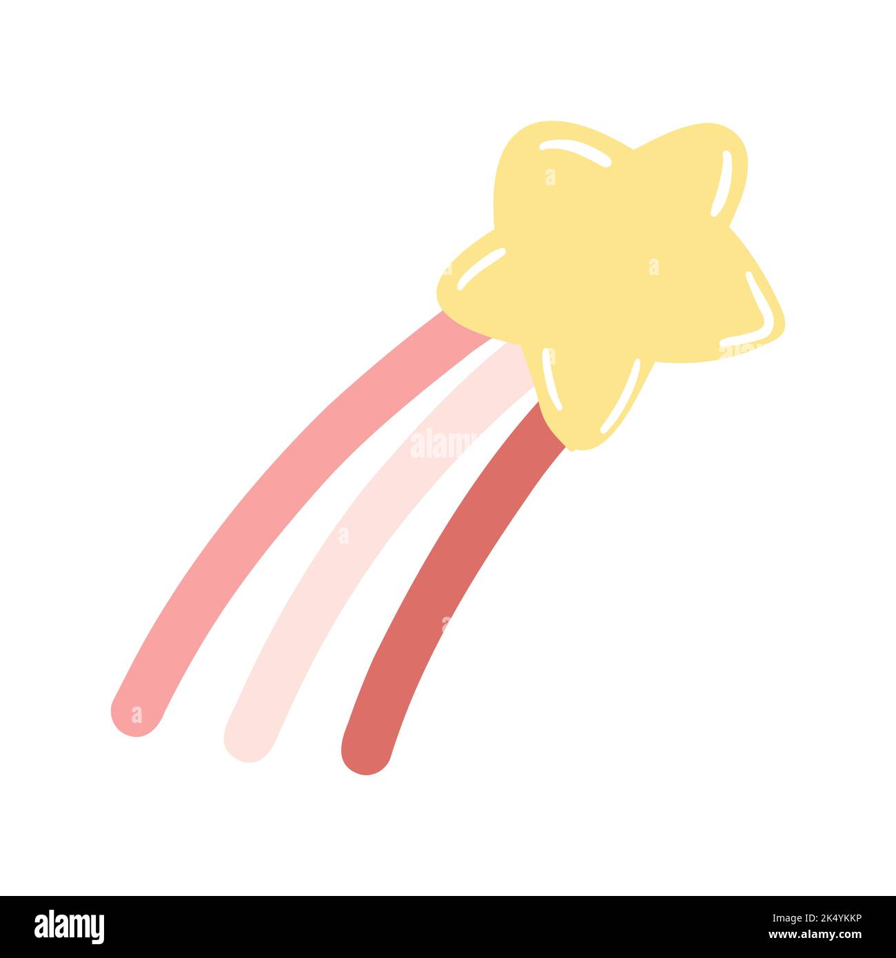 Hand drawn falling star in cartoon flat style. Vector illustration of ...