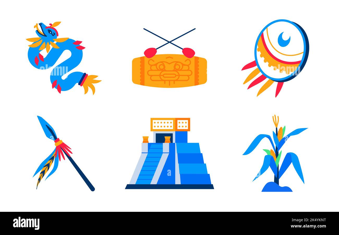 Ancient Maya civilization - flat design style illustration set Stock ...