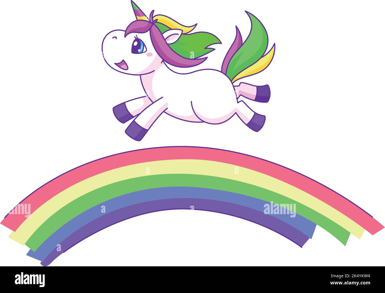 Unicorn running on rainbow. Fairytale icon. Fantasy dream Stock Vector ...