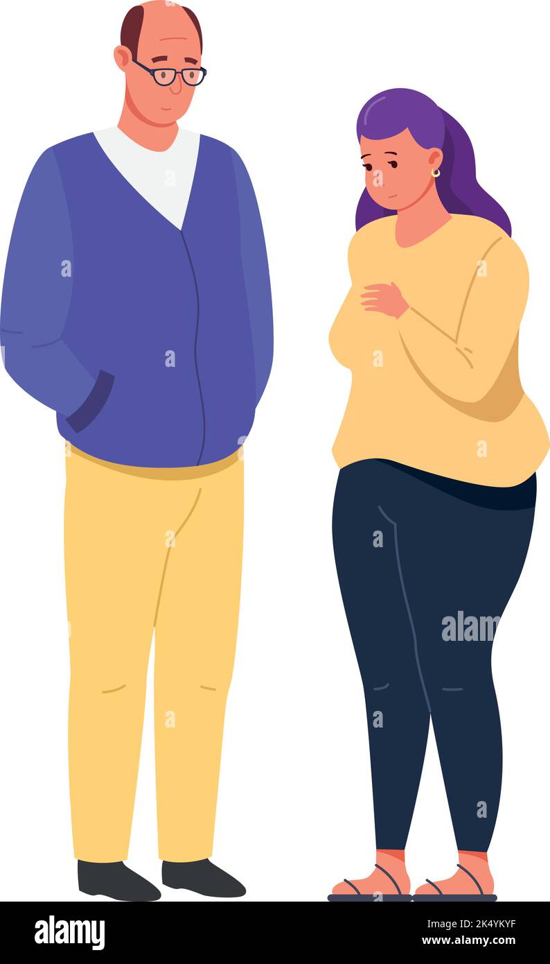 Young woman talk with middle age man. Student and teacher conversation ...