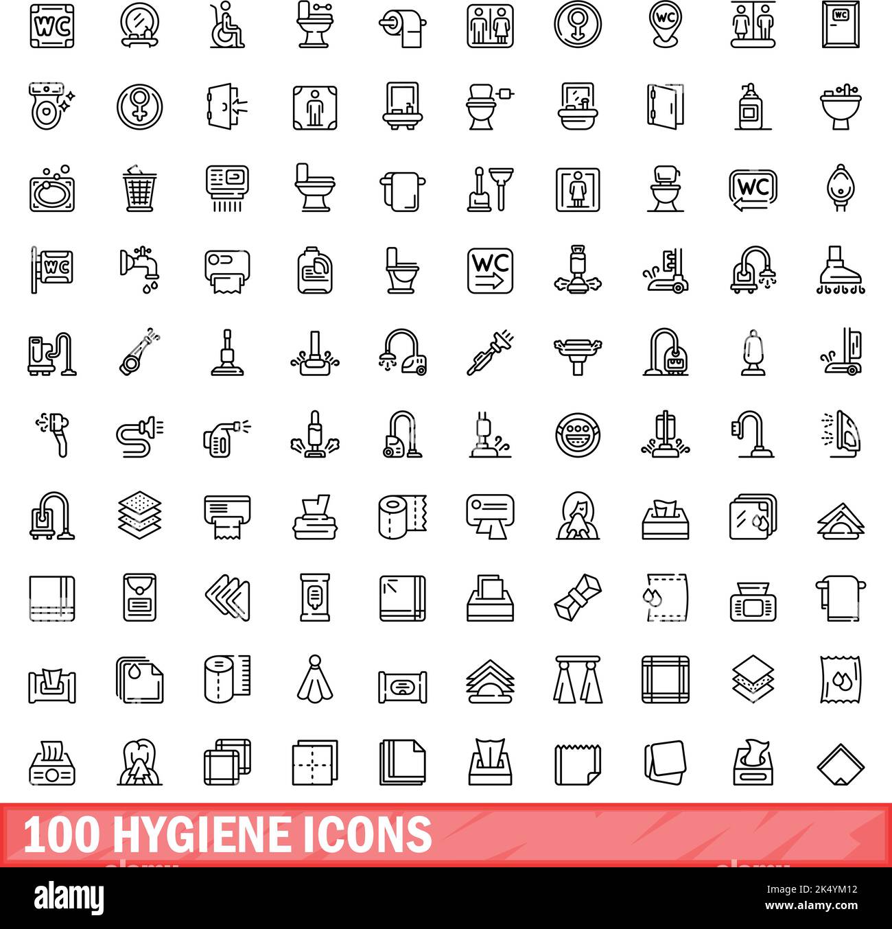 100 hygiene icons set. Outline illustration of 100 hygiene icons vector ...