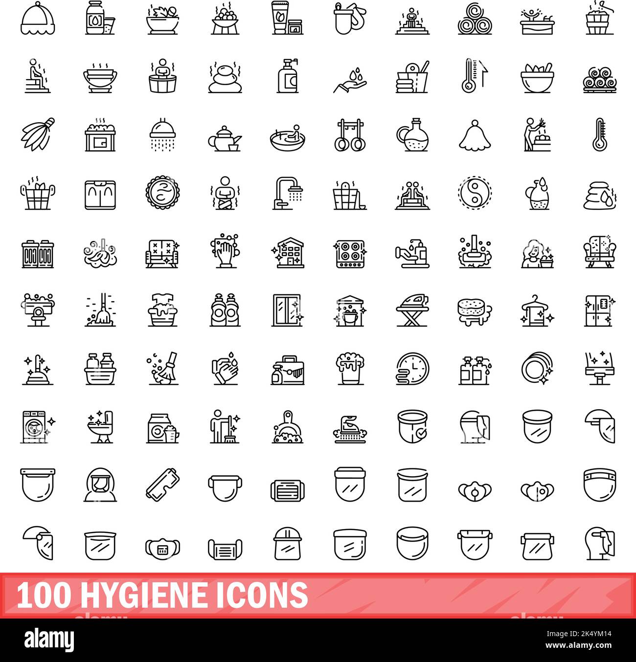 100 hygiene icons set. Outline illustration of 100 hygiene icons vector ...