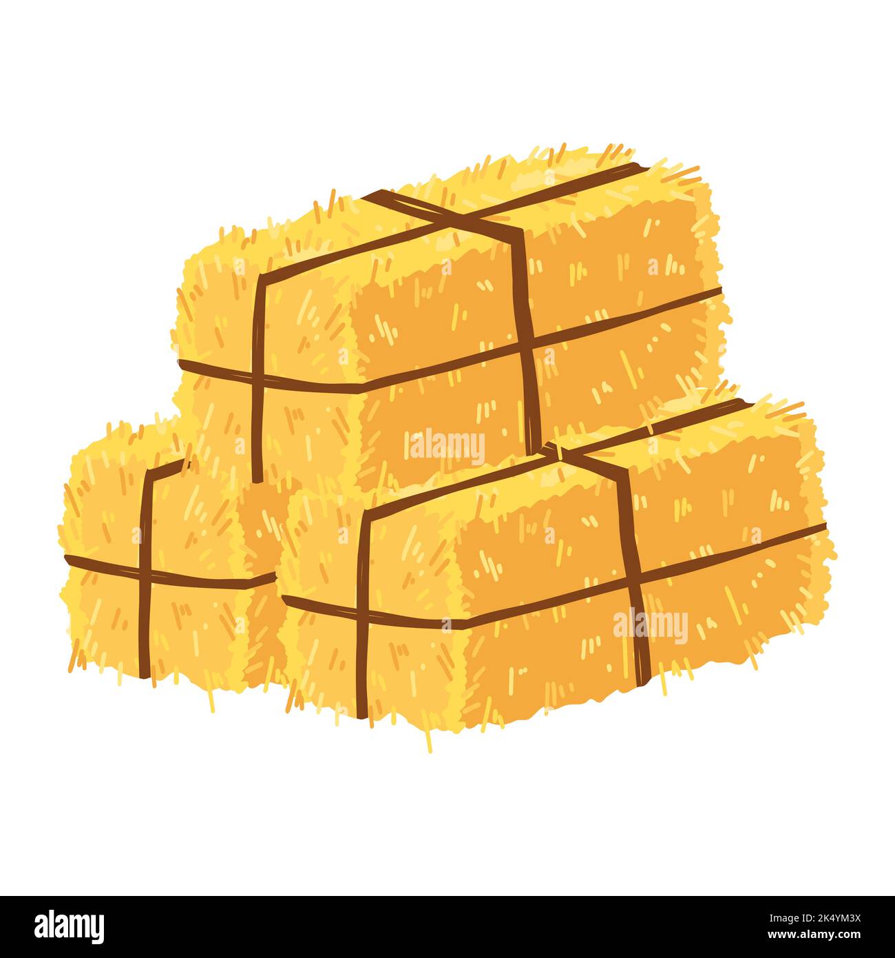 Agricultural haycock in cartoon flat style, rural hay rolled stack ...