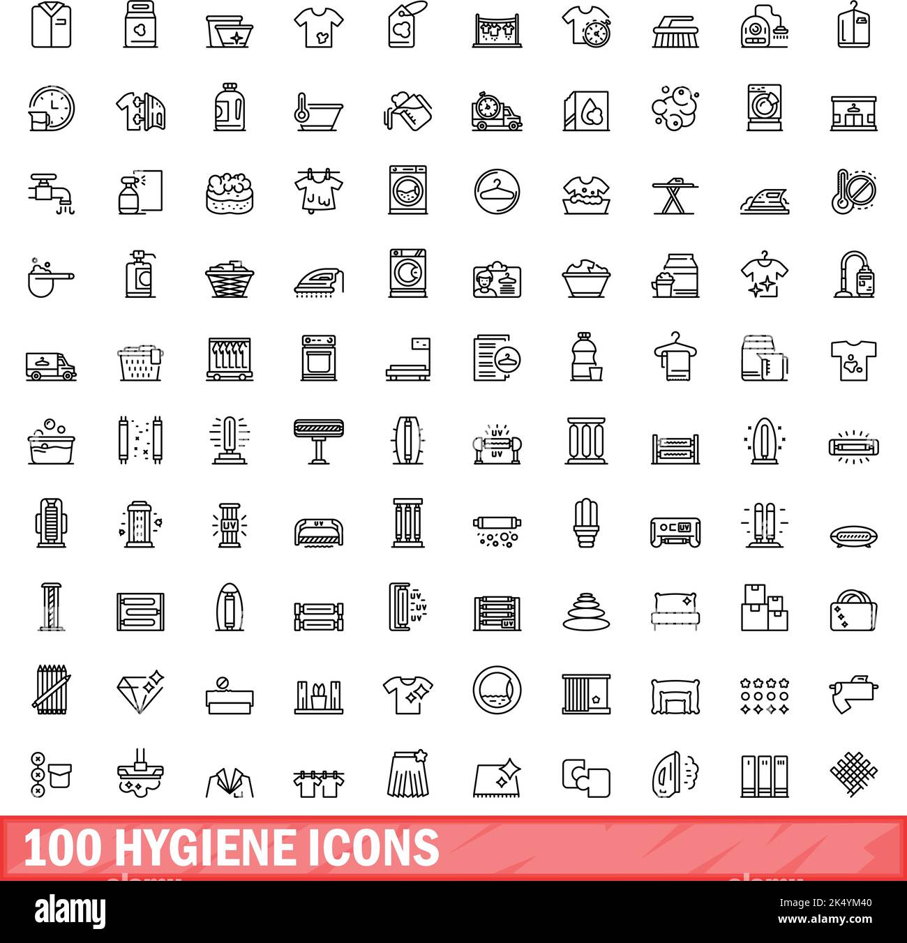 100 hygiene icons set. Outline illustration of 100 hygiene icons vector ...