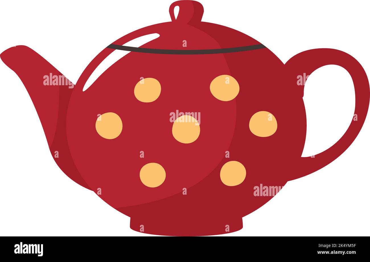 Red teapot with yellow dot pattern. Cartoon icon Stock Vector Image ...