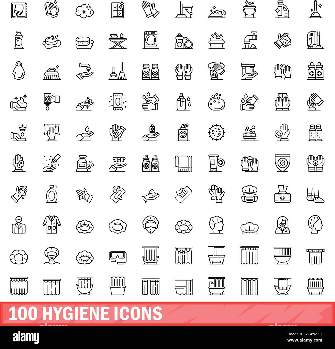 100 hygiene icons set. Outline illustration of 100 hygiene icons vector ...