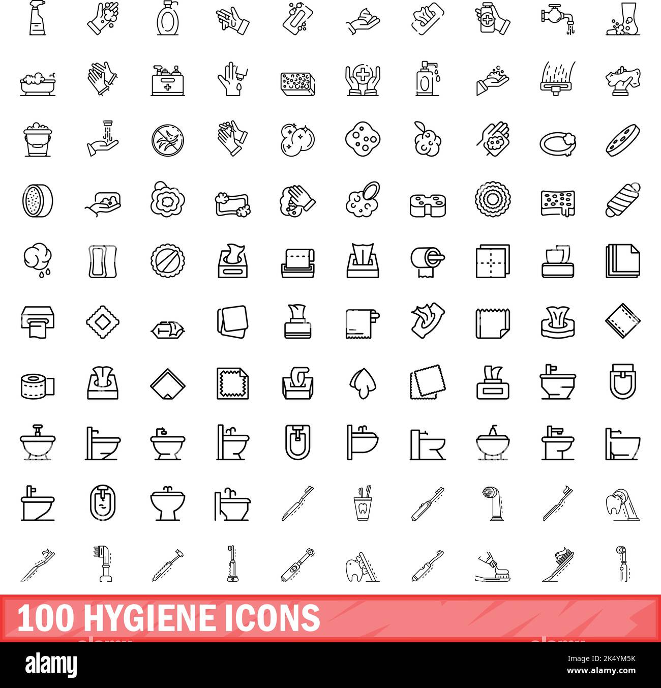 100 hygiene icons set. Outline illustration of 100 hygiene icons vector ...