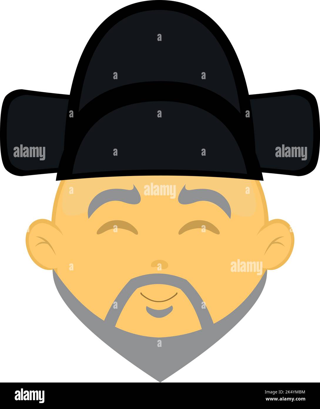 Vector emoji illustration of an older asian man in yellow, with a gray ...