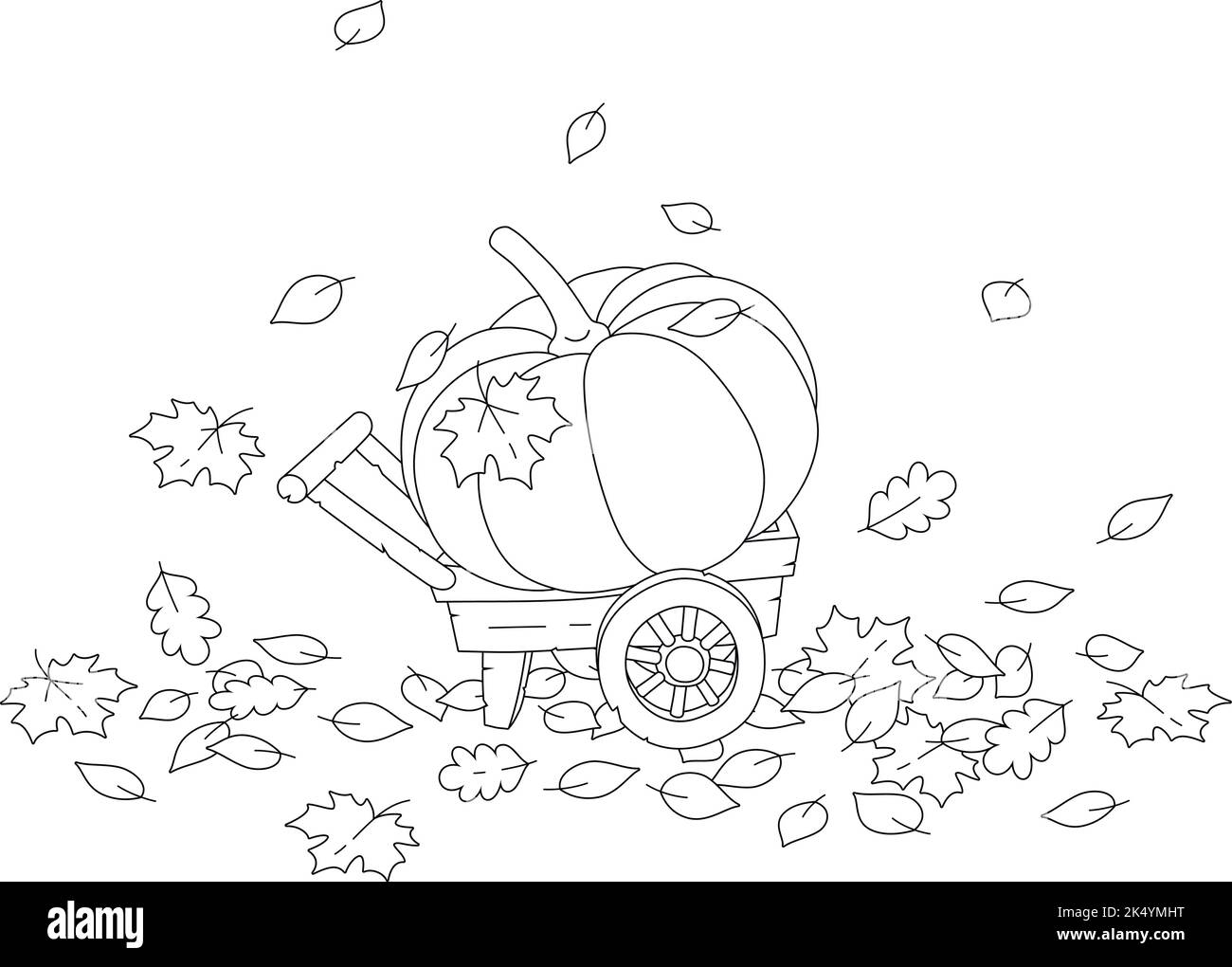 Old wood wheelbarrow in garden Stock Vector Images - Alamy