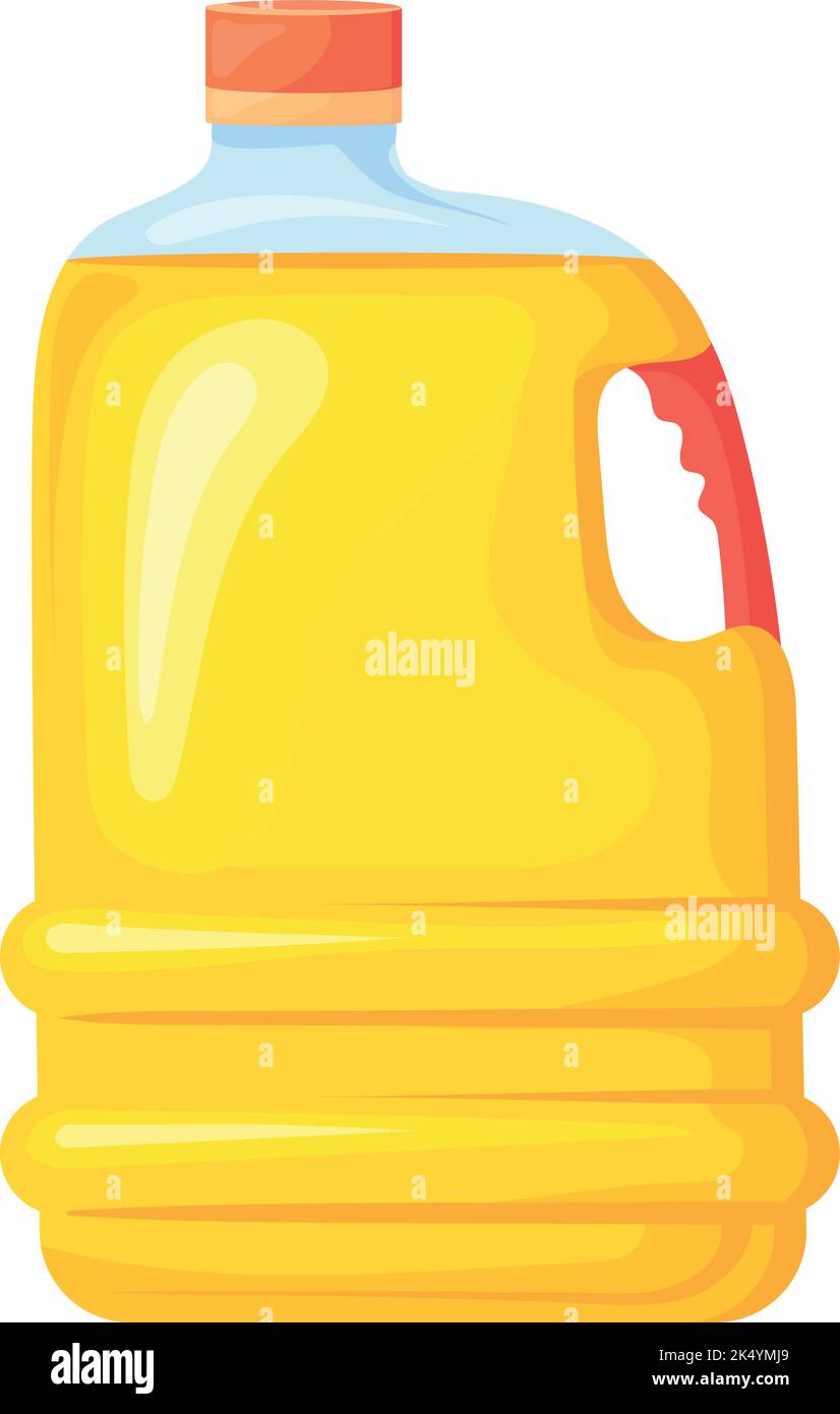 Oil canister. Plastic liquid container cartoon icon isolated on white ...