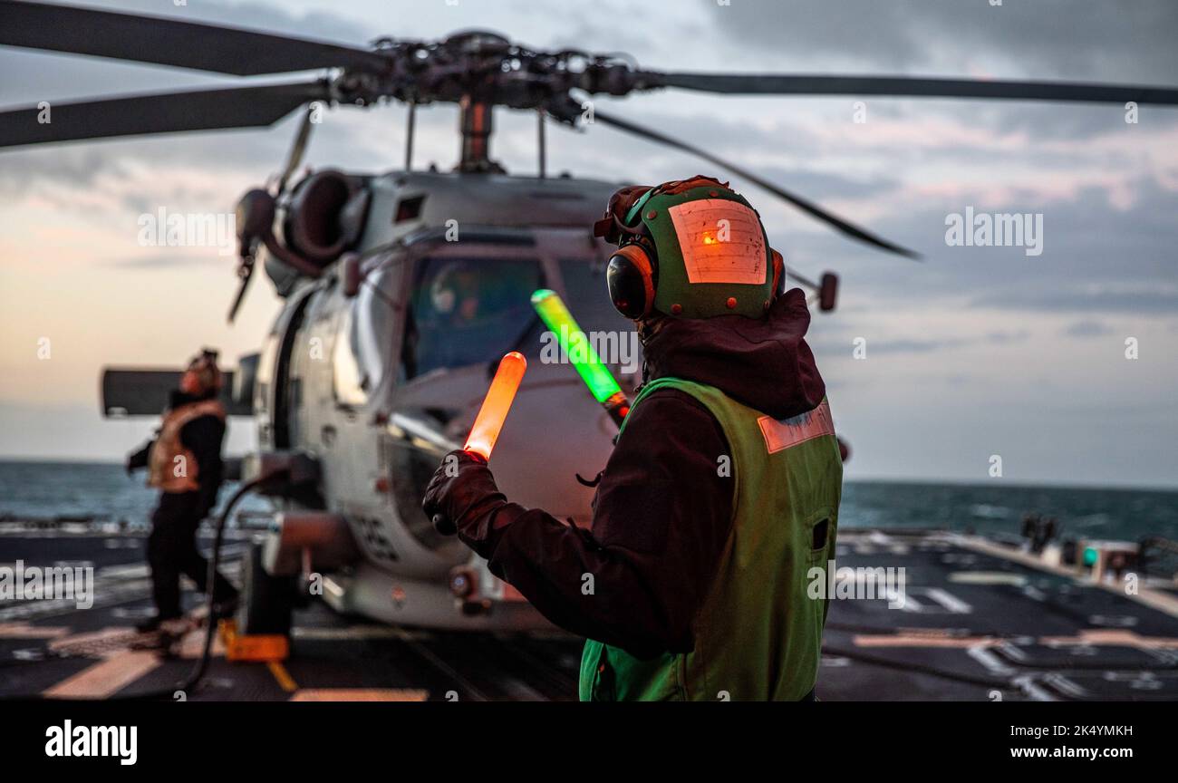 IRISH SEA (Oct. 1, 2022) Aviation Electrician’s Mate Airman Tyler Rice ...