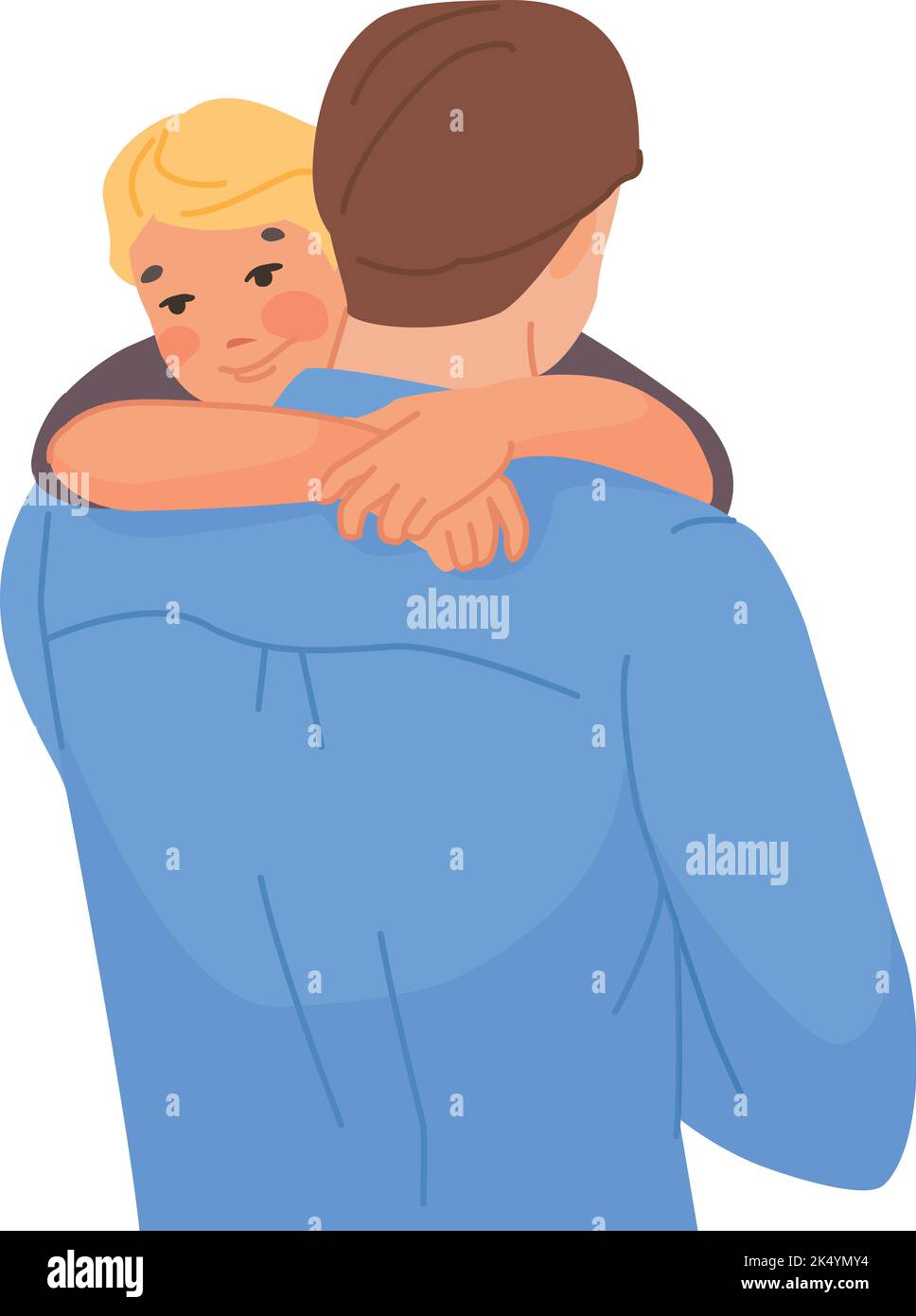 Father holding son. Dad embrace loving child isolated on white ...