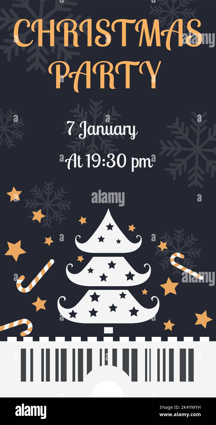 Christmas party invitation template. Event pass layout Stock Vector ...