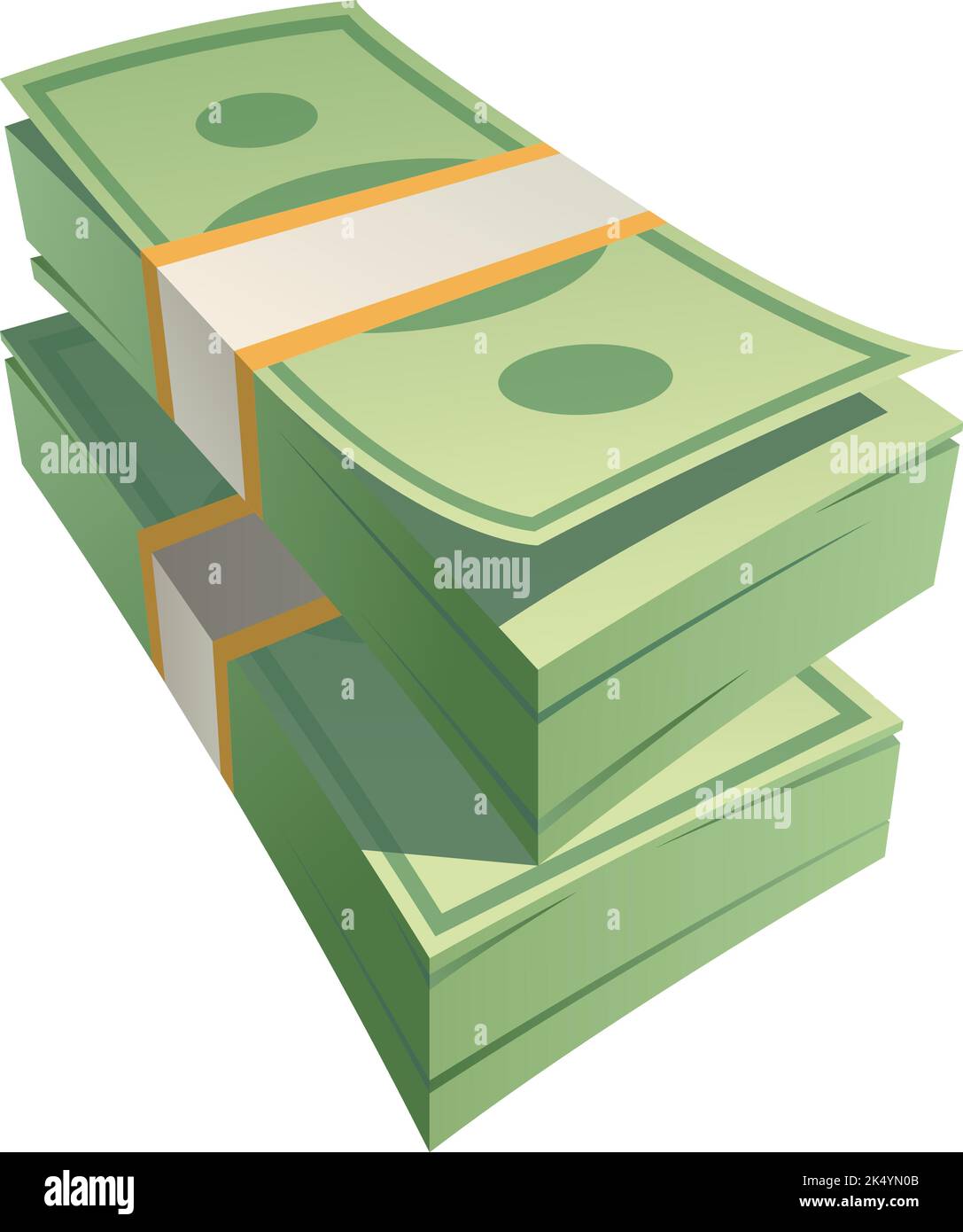 Dollar bills stack. Green banknote packs icon isolated on white ...