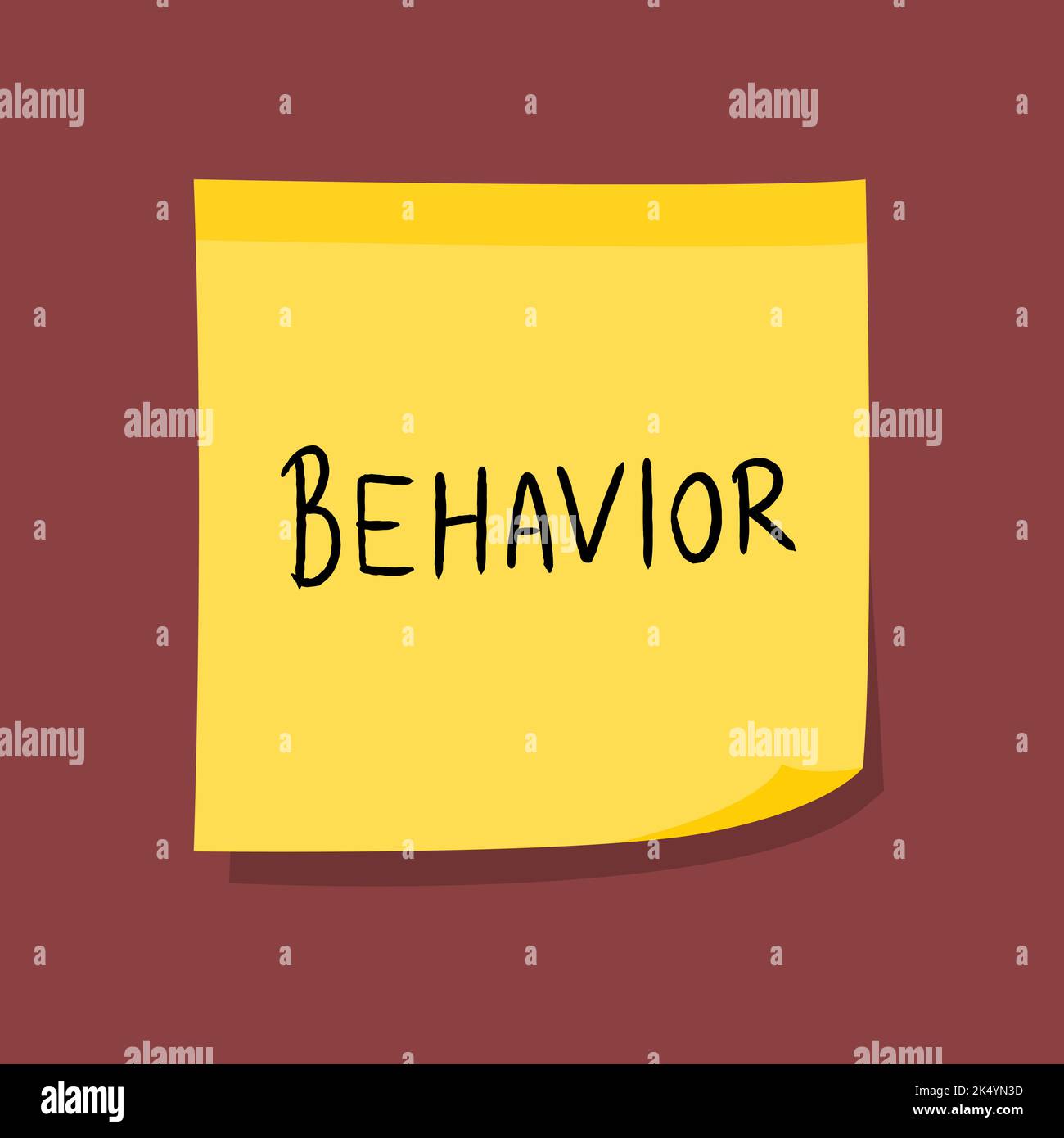 Behavior sign. Yellow sticky note message. Paper sign Stock Vector ...