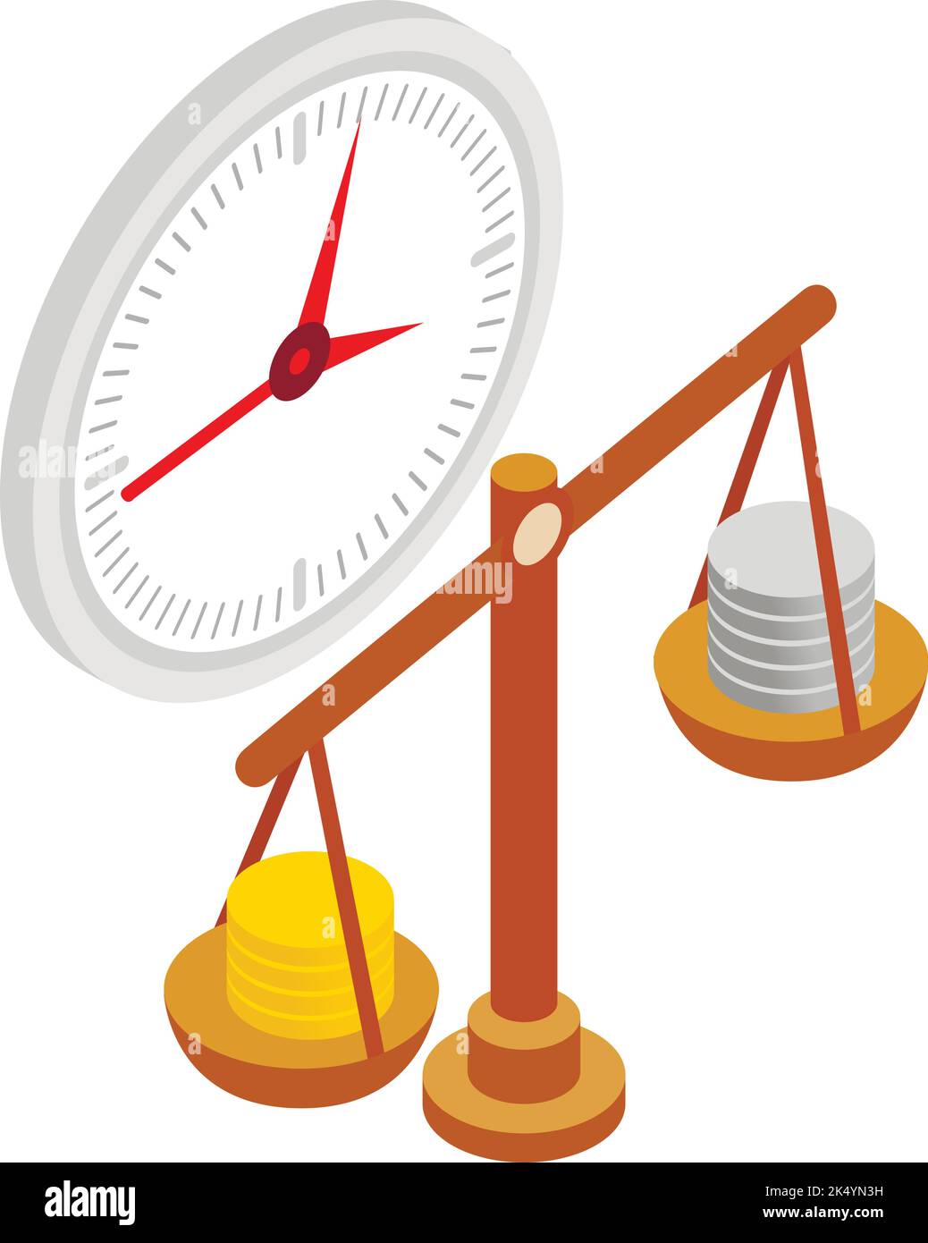 Keeping finance icon isometric vector. Stack of coin on scales and ...