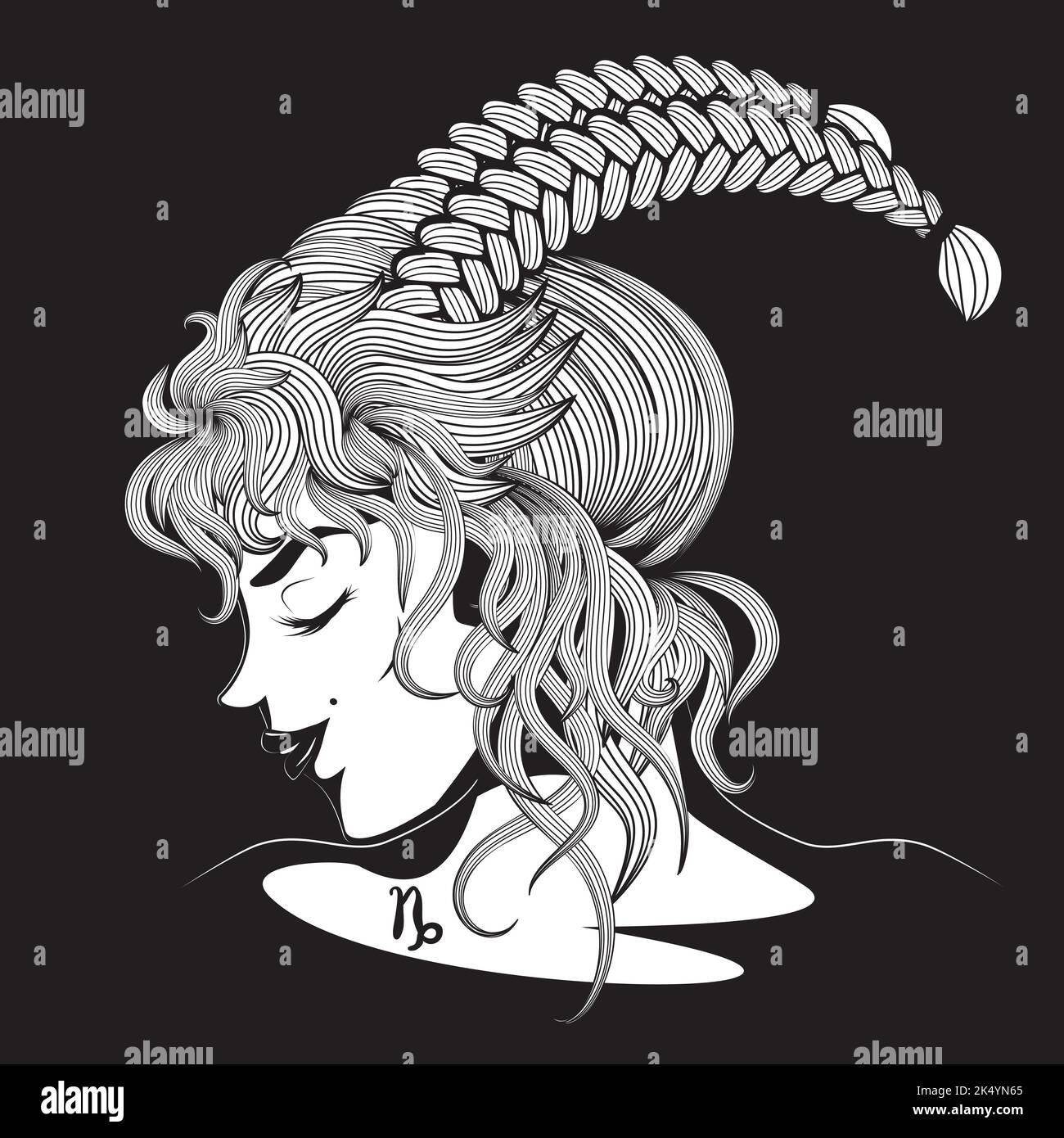 Abstract fantasy Capricorn girl, zodiac sign avatar design Stock Vector ...