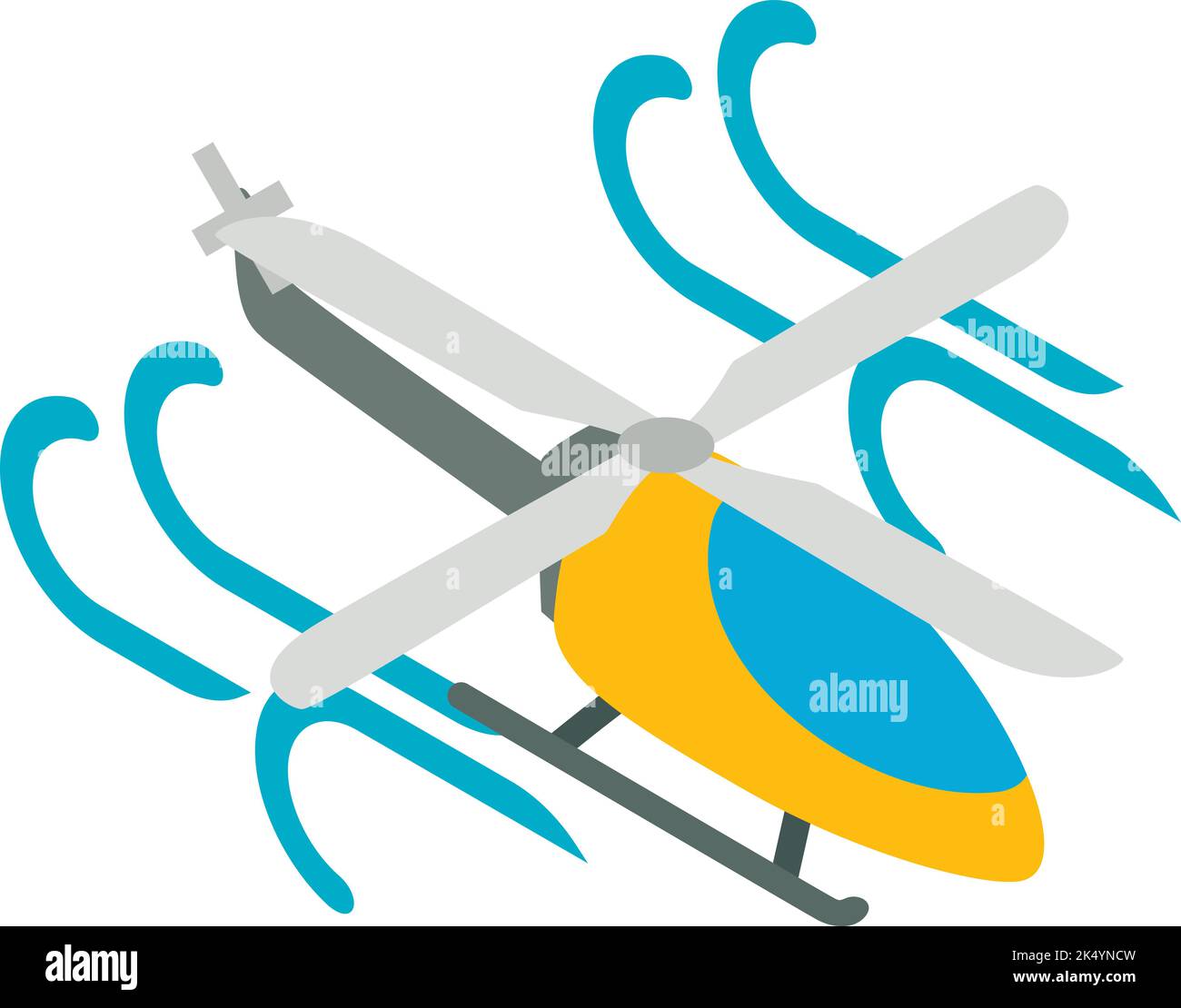 Personal helicopter icon isometric vector. Yellow helicopter flying in ...