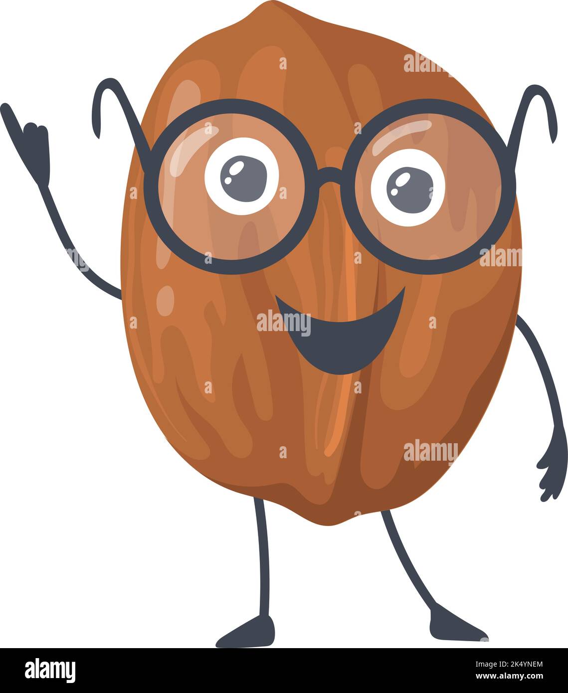 Walnut character in glasses. Smart healthy nutrition mascot isolated on ...