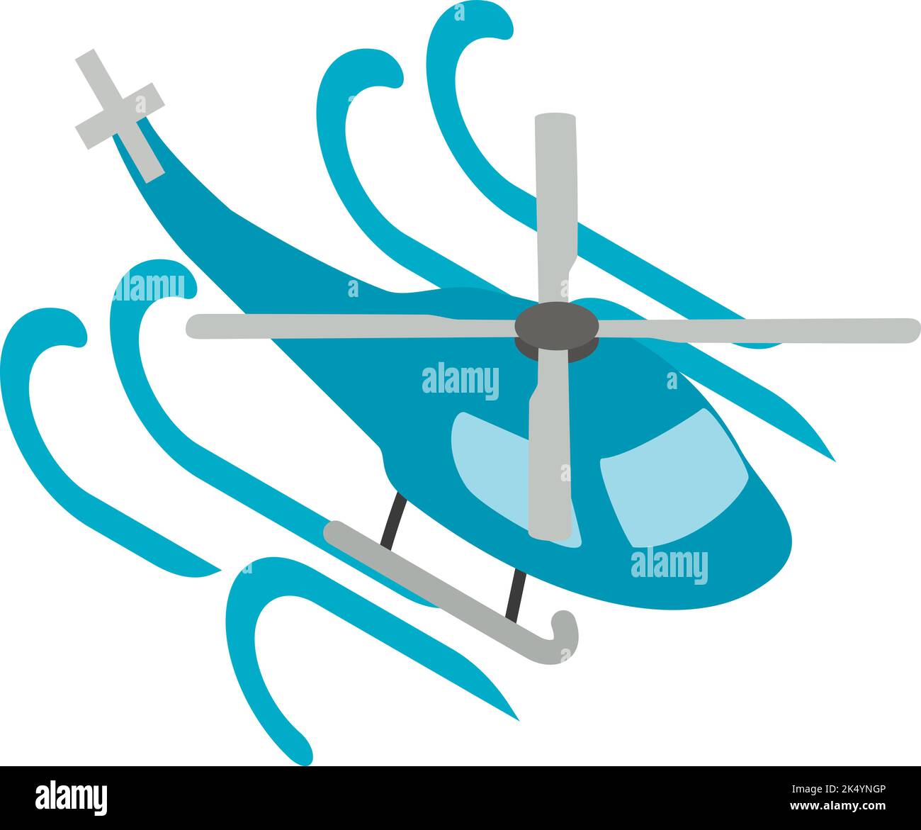 Helicopter icon isometric vector. Blue passenger helicopter flying in ...