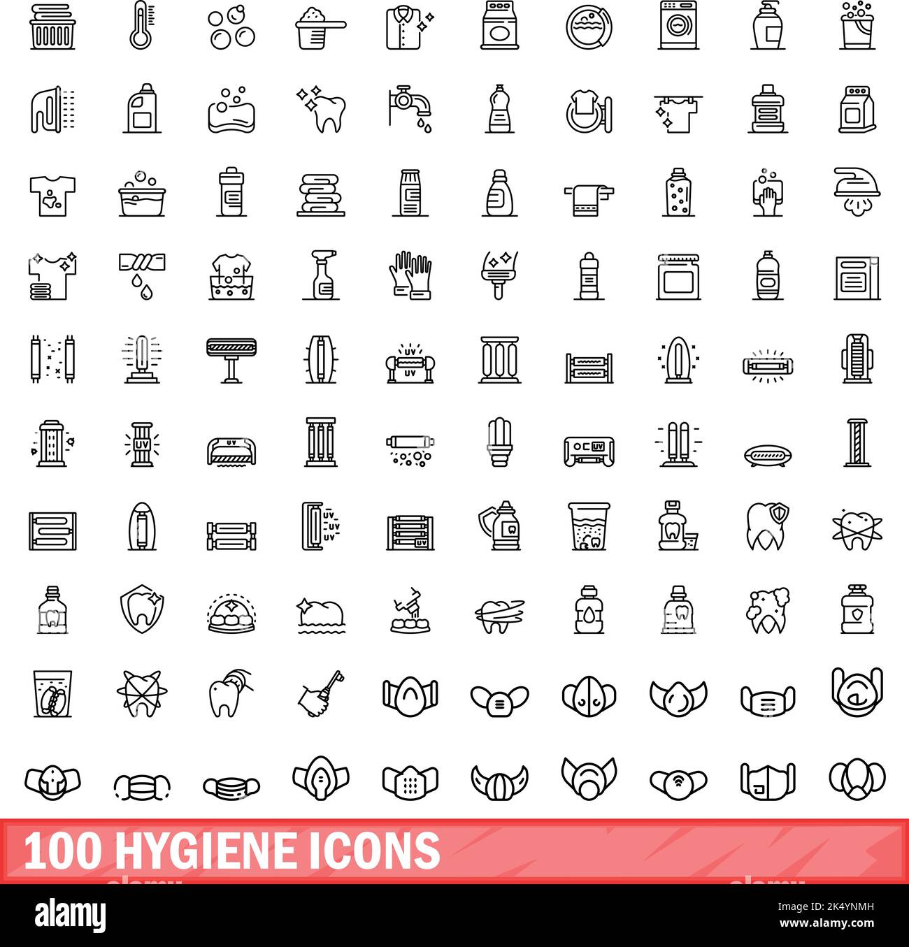 100 hygiene icons set. Outline illustration of 100 hygiene icons vector ...
