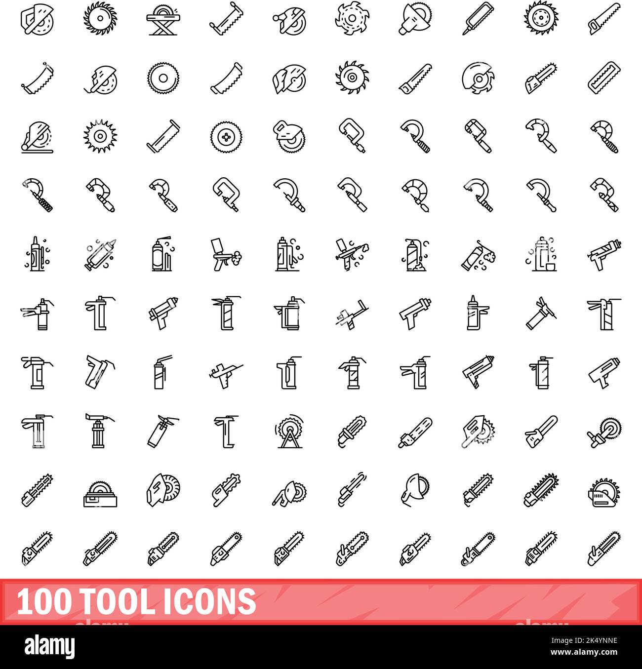 100 tool icons set. Outline illustration of 100 tool icons vector set ...