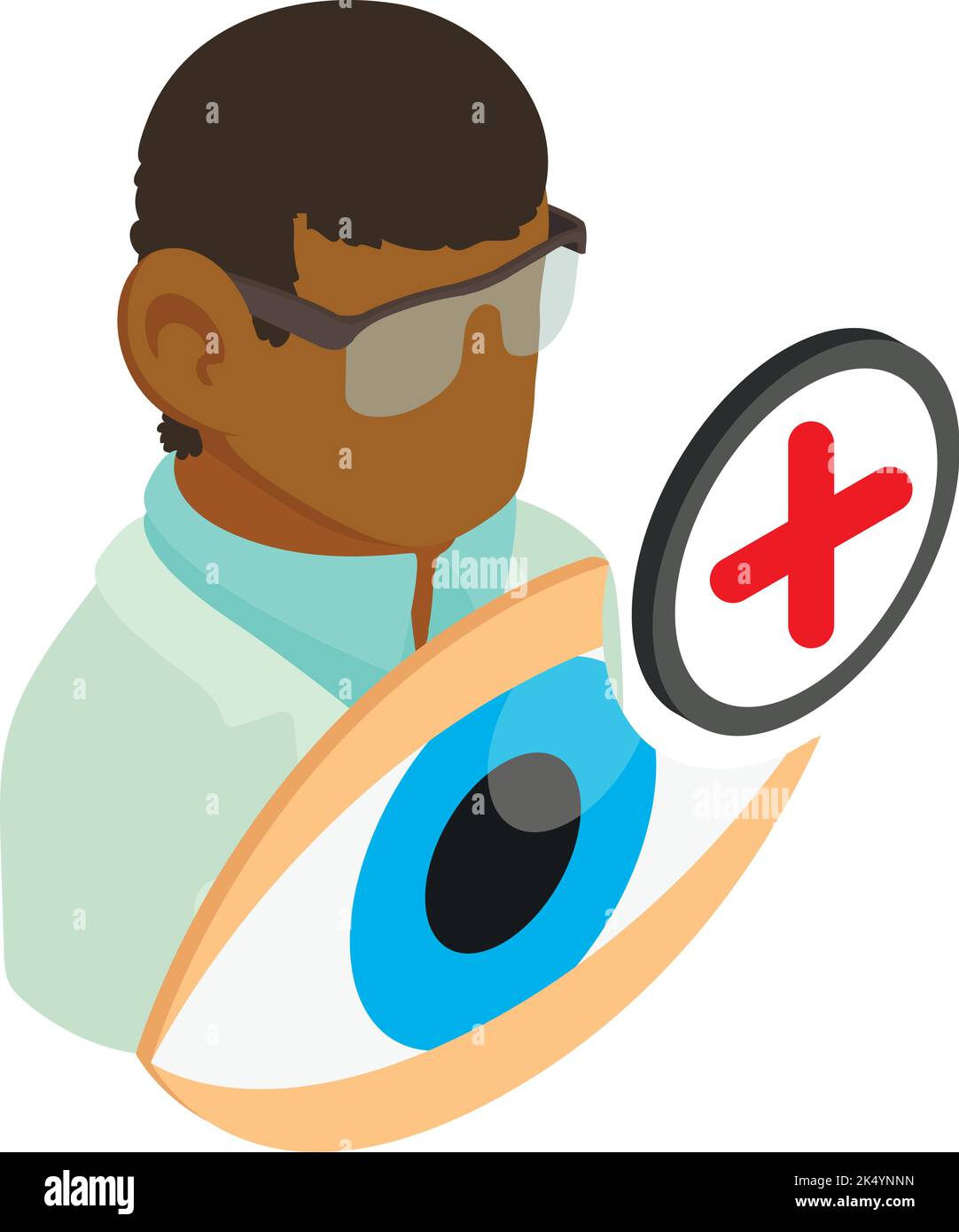 Treatment hyperopia icon isometric vector. Ophthalmologist, human eye ...
