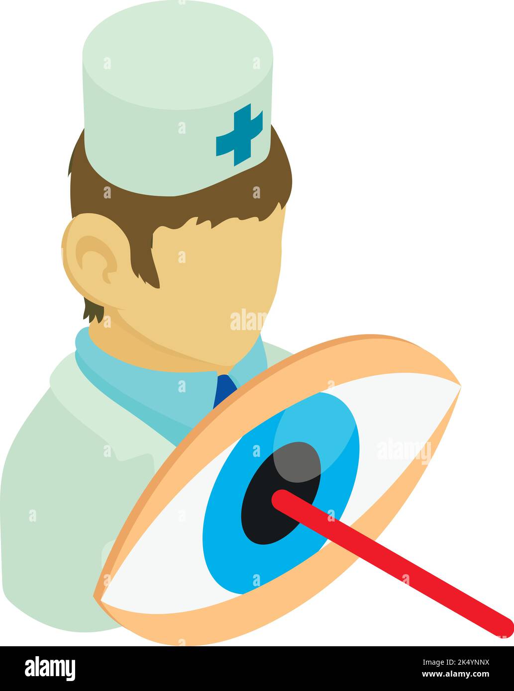 Laser surgery icon isometric vector. Ophthalmologist, laser beam, human ...